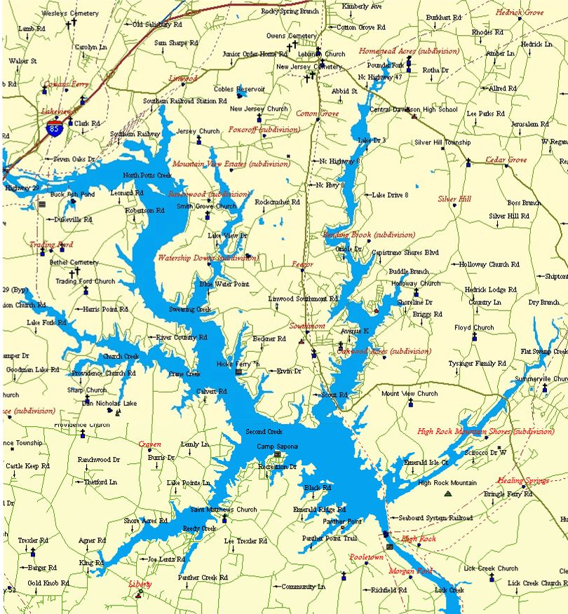High Rock Lake And Surrounding Areas